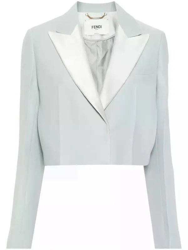 Fendi Cropped Contrast-panel Blazer - Blue