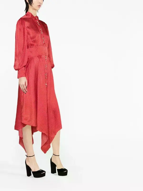 Alexandre Vauthier Asymmetric Polka-dot Silk Dress