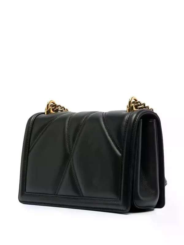Dolce & Gabbana Medium Quilted Shoulder Bag With Embellished Heart Detail - Black