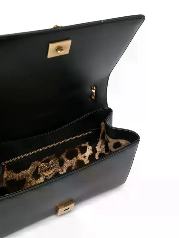 Dolce & Gabbana Medium Quilted Shoulder Bag With Embellished Heart Detail - Black