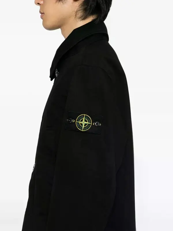 Stone Island Cotton Trench Coat - Black