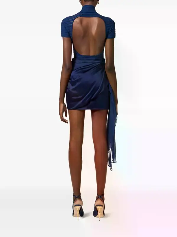 Elisabetta Franchi Ribbed Open-knit High Neck Bodysuit