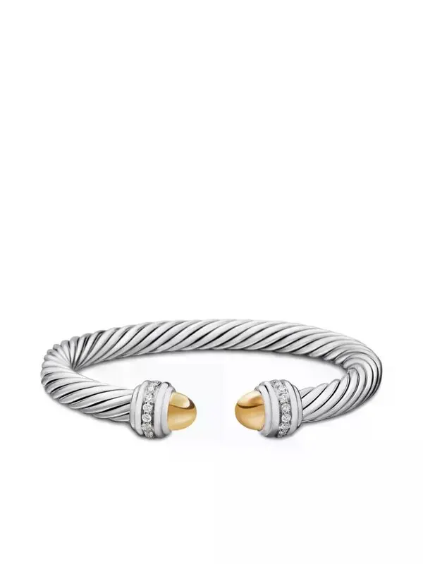 David Yurman 14kt Yellow Gold And Sterling Classic Cable Diamond Bracelet