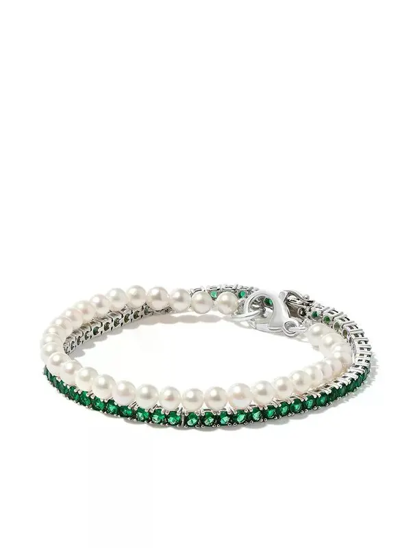 HATTON LABS Pearl And Crystal Tennis Bracelet - Silver