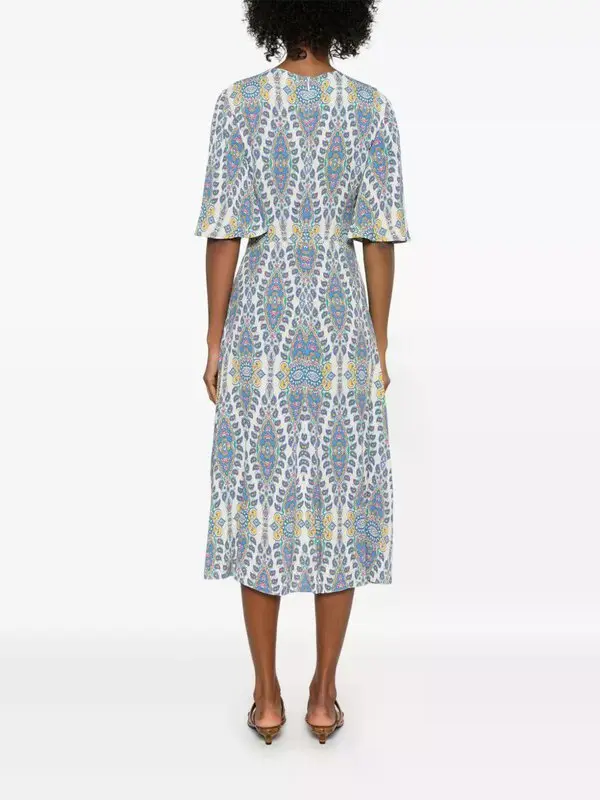 Etro Printed Midi Dress With Gathered Detailing