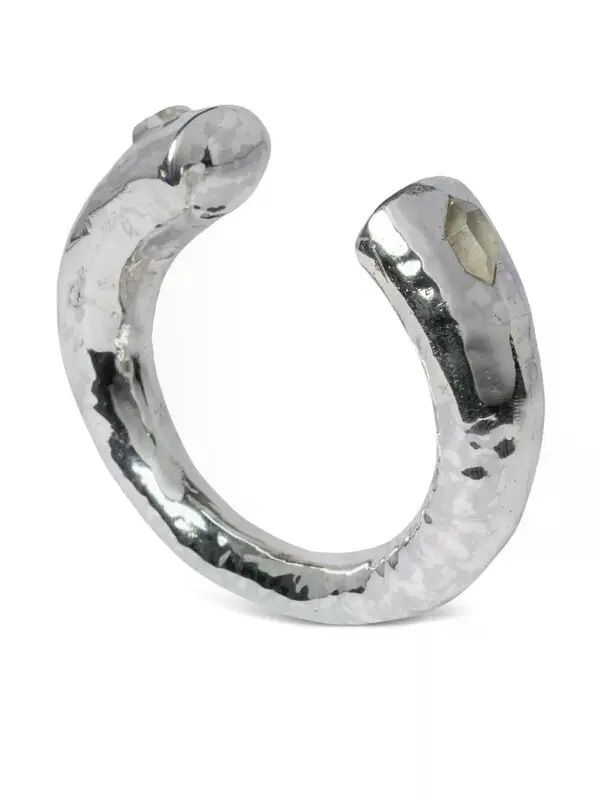 PARTS OF FOUR Sterling Hammered Cuff Bracelet With Quartz - Silver