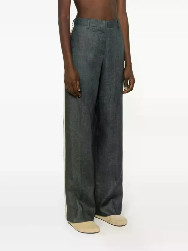 Palm Angels Linen Side Stripe Straight-leg Trousers