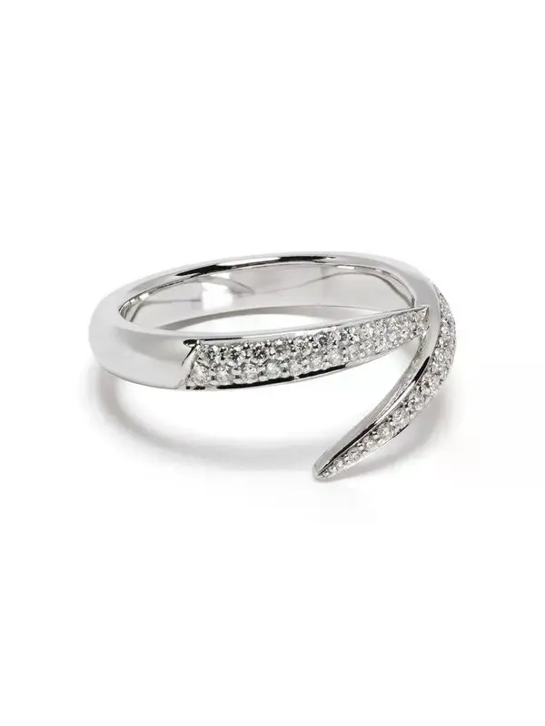 SHAUN LEANE 18kt White Gold Diamond Interlock Ring - Silver