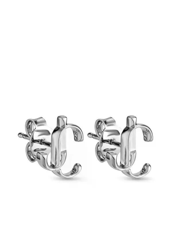 JIMMY CHOO Logo-lettering Stud Earrings - Silver