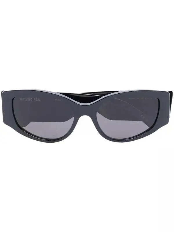 Balenciaga Cat Eye Sunglasses With Logo Print - Black