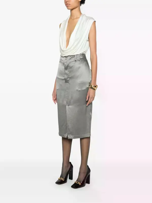 Saint Laurent Silk Satin Midi Skirt
