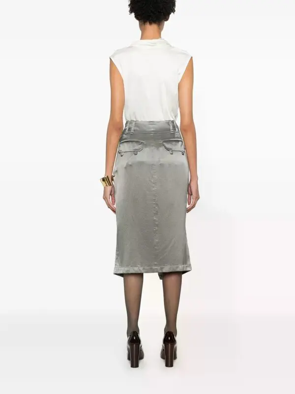 Saint Laurent Silk Satin Midi Skirt