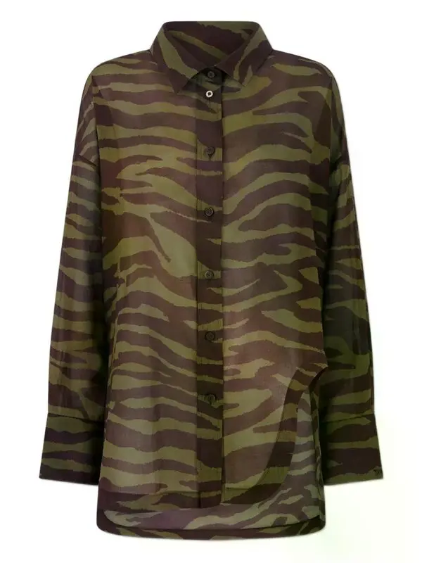 Attico Zebra Print Semi-sheer Shirt - Brown