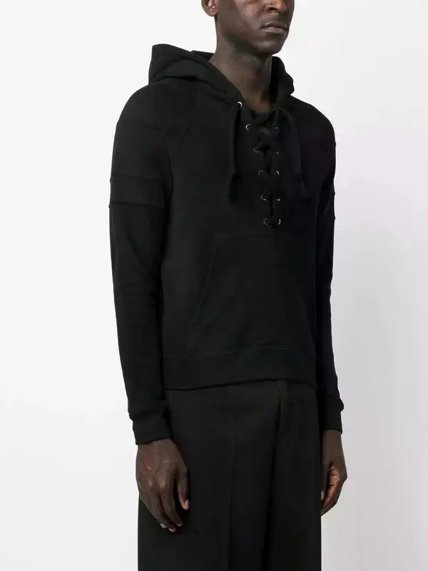 Saint Laurent Lace-up Organic Cotton Hoodie