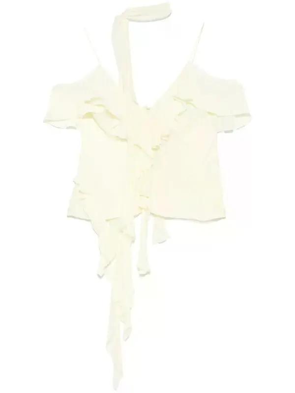 Dorothee Schumacher Ruffled Cold Shoulder Top - Yellow