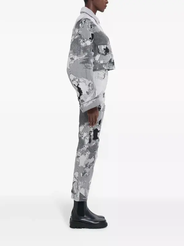 Ports 1961 Abstract Pattern Cropped Denim Jacket