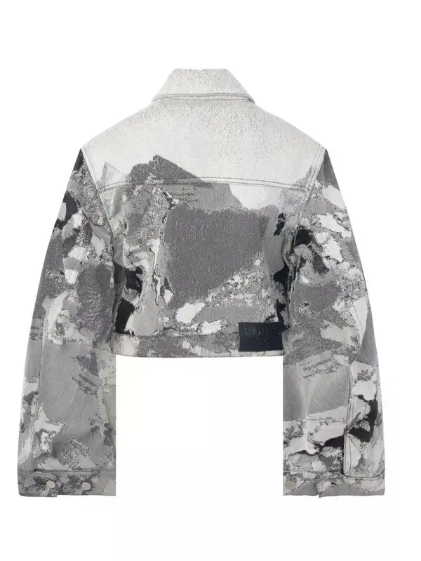 Ports 1961 Abstract Pattern Cropped Denim Jacket