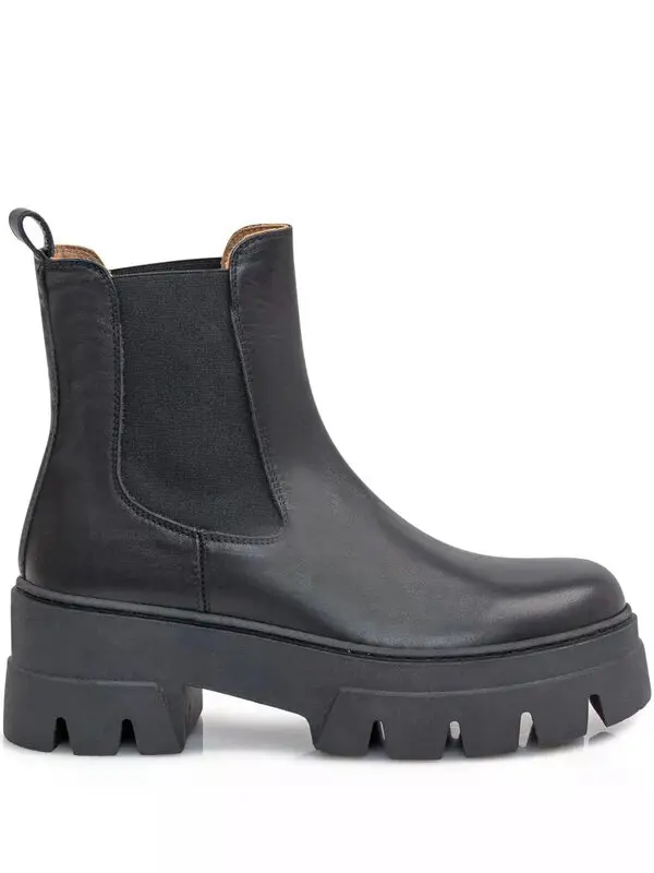 ENNEQUADRO Leather Chelsea Boots With Elasticated Panels And Lug Sole
