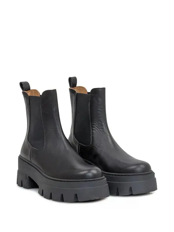 ENNEQUADRO Leather Chelsea Boots With Elasticated Panels And Lug Sole