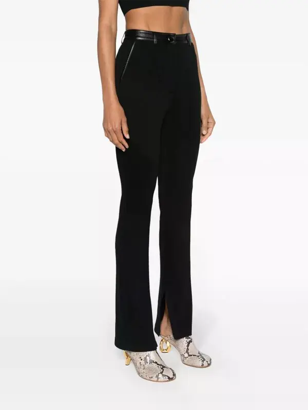 Nanushka Slim-leg Fine-ribbed Trousers With Faux Leather Panelling