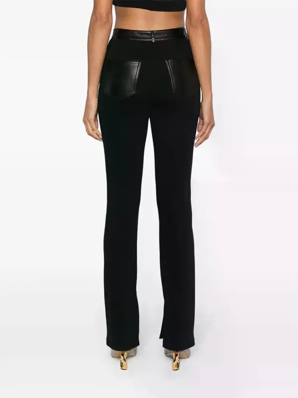 Nanushka Slim-leg Fine-ribbed Trousers With Faux Leather Panelling