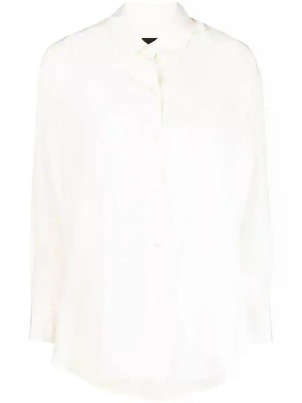 NILI LOTAN Sheer Silk Long-sleeved Shirt - Neutrals