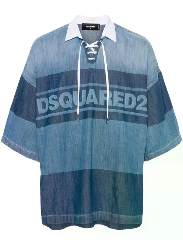 Dsquared2 Logo-print Denim Polo Shirt