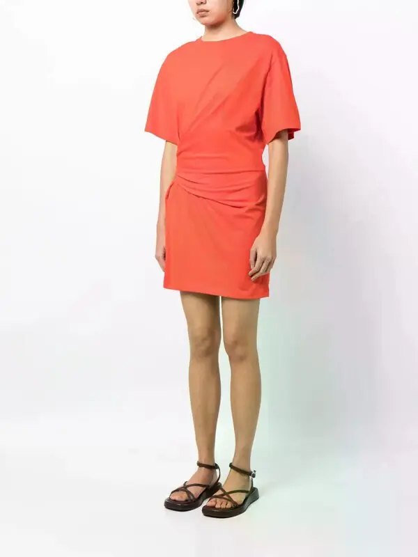FRAME Short-sleeve Ruched-detail Minidress - Red