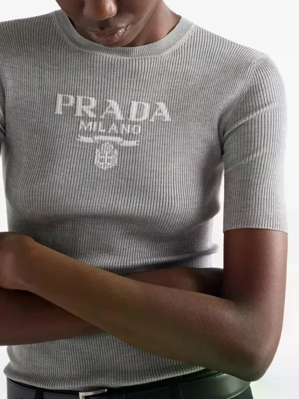 Prada Ribbed-knit Crew Neck Top