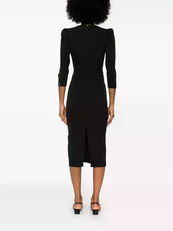 NISSA Lace-collar Midi Dress