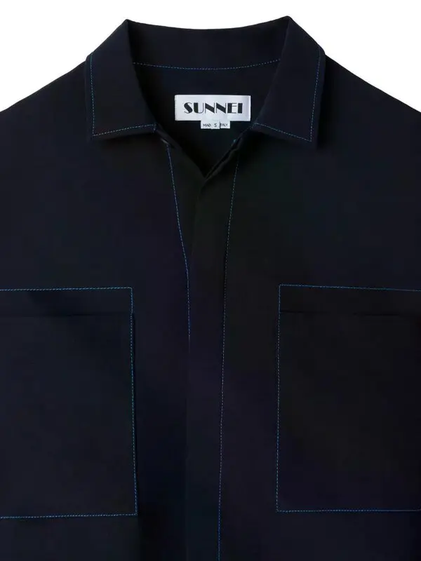 Sunnei Oversized Shirt With Contrast Stitching - Blue