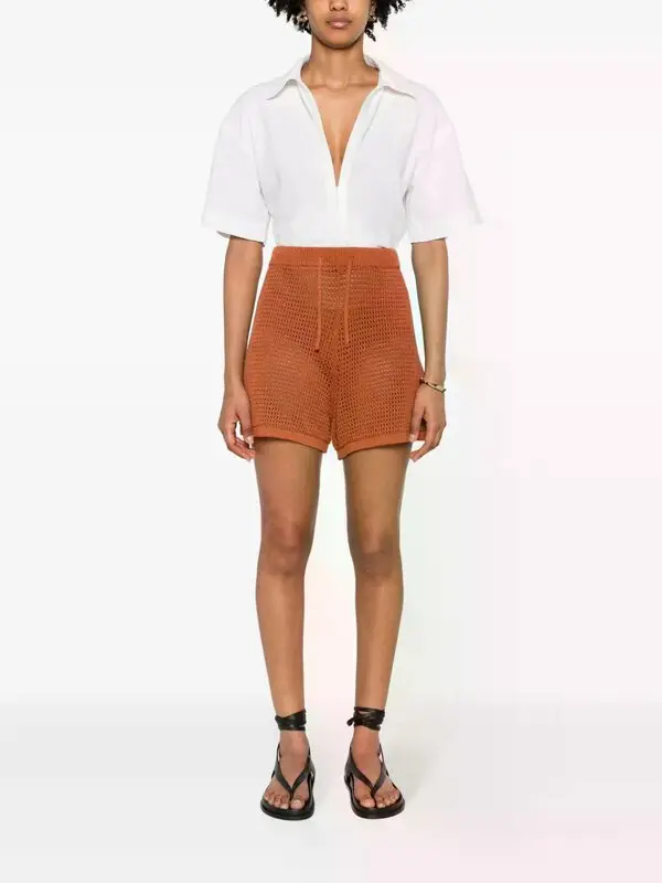 Nanushka Jael Crochet Knit Shorts