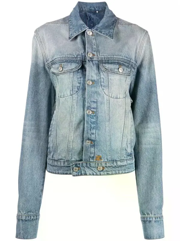 COURREGES Strap Detail Denim Jacket - Blue