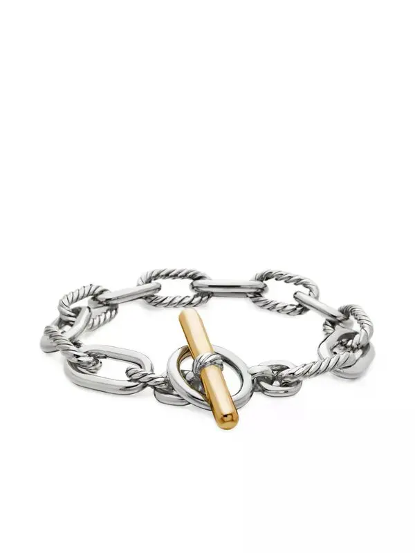 David Yurman 18kt Yellow Gold And Sterling Madison Toggle Chain Bracelet - Silver