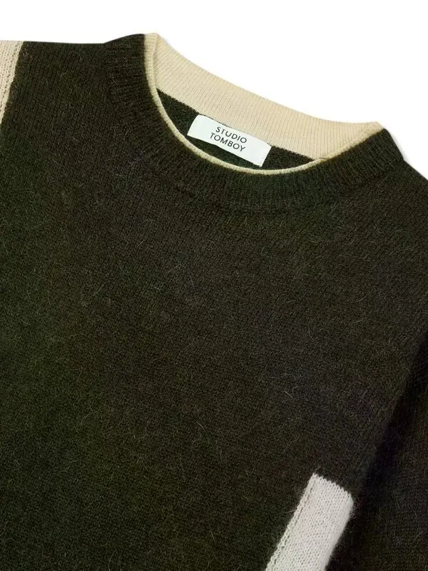 STUDIO TOMBOY Colour-block Crew Neck Sweater - Green