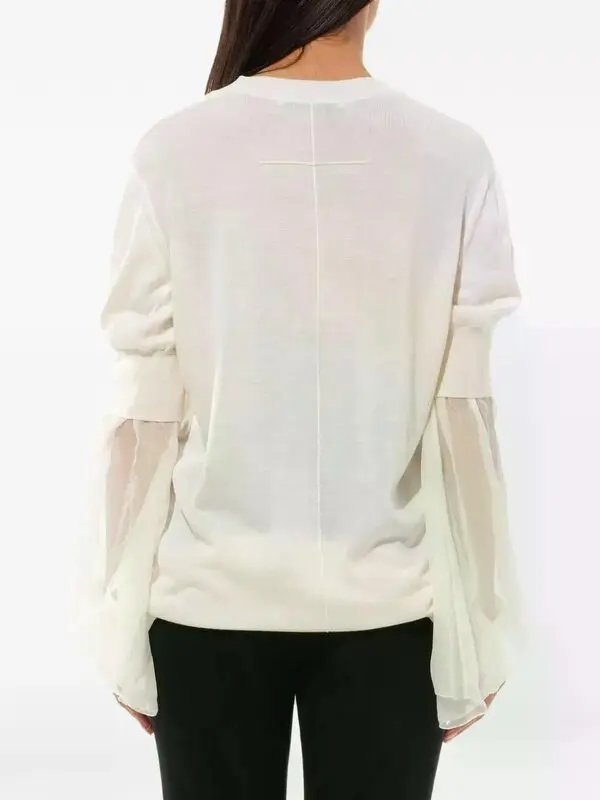 Givenchy Sheer Sleeve V-neck Sweater