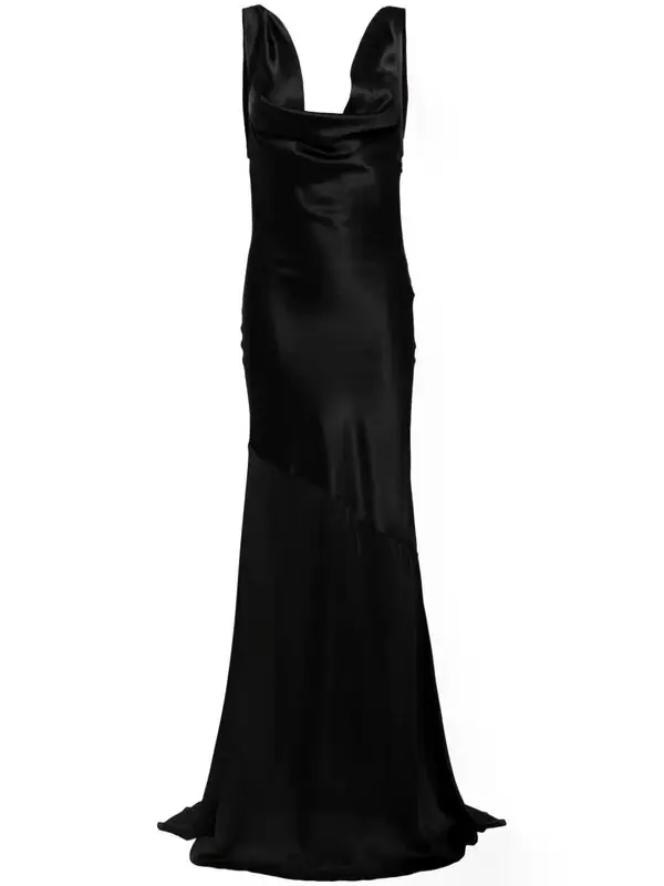 Kiki De Montparnasse Silk Cowl Neck Dress - Black