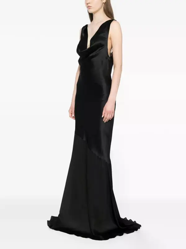 Kiki De Montparnasse Deep Cowl Silk Maxi Dress