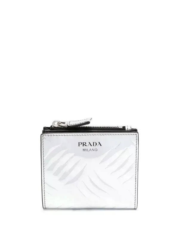 Prada Logo-print Leather Wallet - Silver