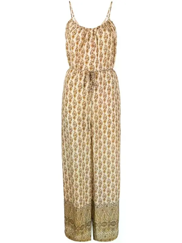Gold Hawk Provence Silk Jumpsuit - Neutrals