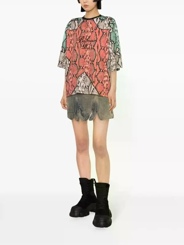 Balmain Python Print Organic Cotton T-shirt