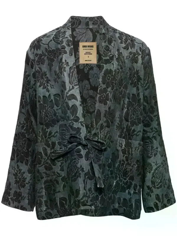 UMA WANG Jacquard Shawl Lapel Jacket - Blue