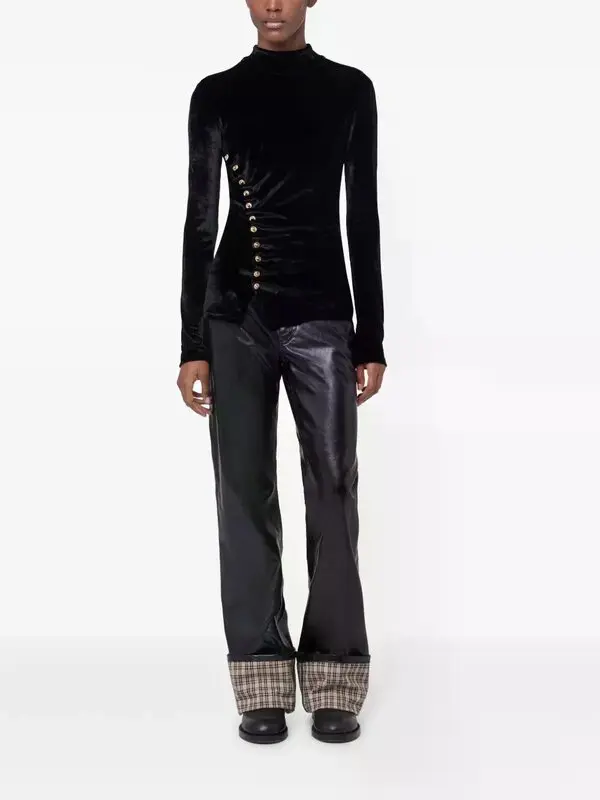 Rabanne Draped Velvet High Neck Top