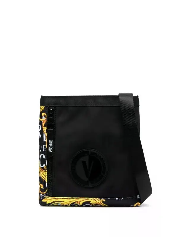 Versace Logo-patch Detail Messenger Bag - Black