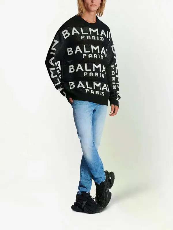 Balmain Logo Intarsia Knitted Jumper