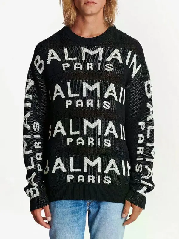 Balmain Logo Intarsia Knitted Jumper