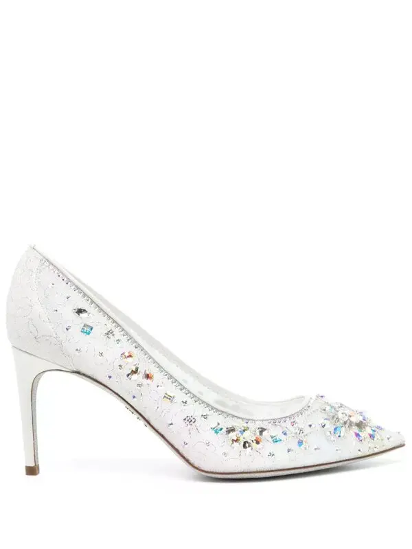 Rene Caovilla 80mm Crystal-embellished Pumps - Silver