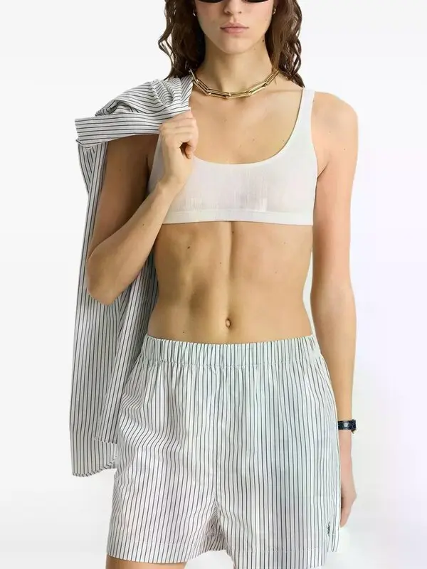Sporty & Rich Striped Cotton Shorts - White