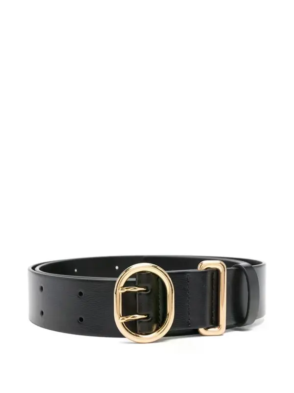 JIL SANDER Leather Belt With Gold Tone Buckle - Black