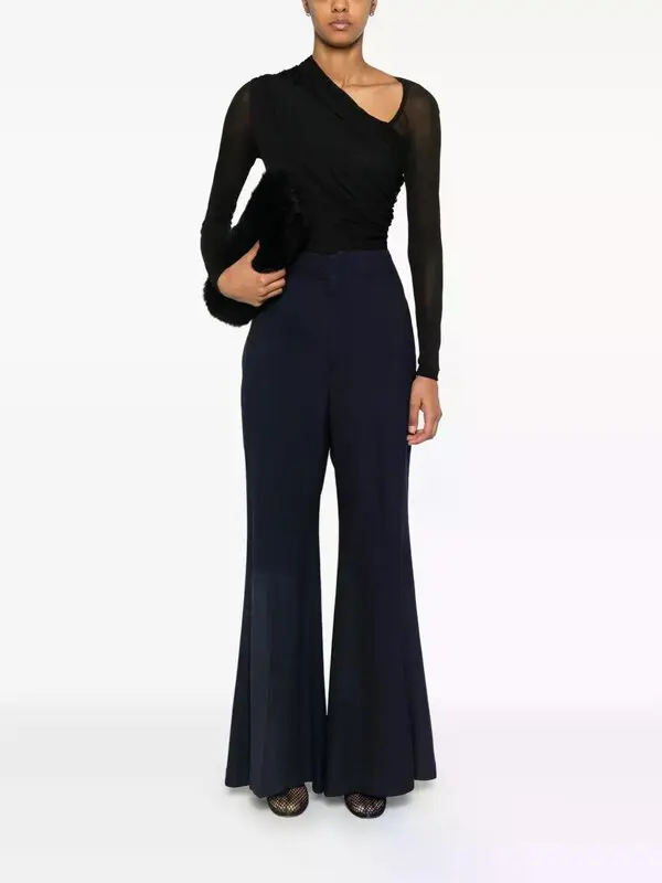 Victoria Beckham Wide-leg Trousers In Virgin Wool Blend - Blue